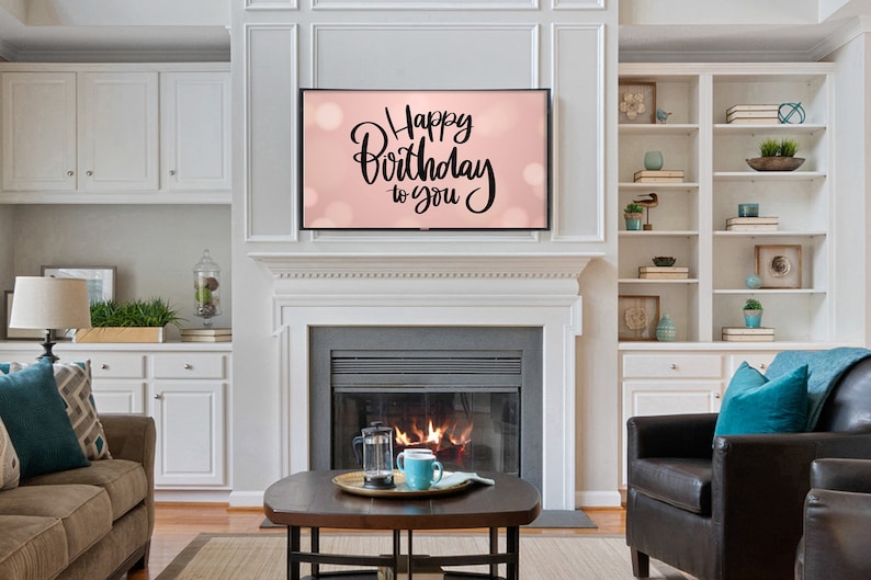 Samsung Frame Tv Happy Birthday Pink, Smart Tv Happy Birthday Art ...