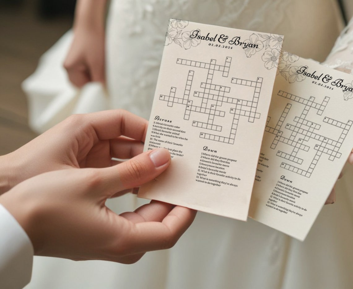 Custom Wedding Crossword Puzzle, Personalized Sip and Solve, Bridal ...