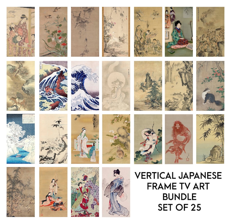 VERTICAL Japanese Samsung Frame Tv Art Bundle, Set of 25 Japanese Art ...