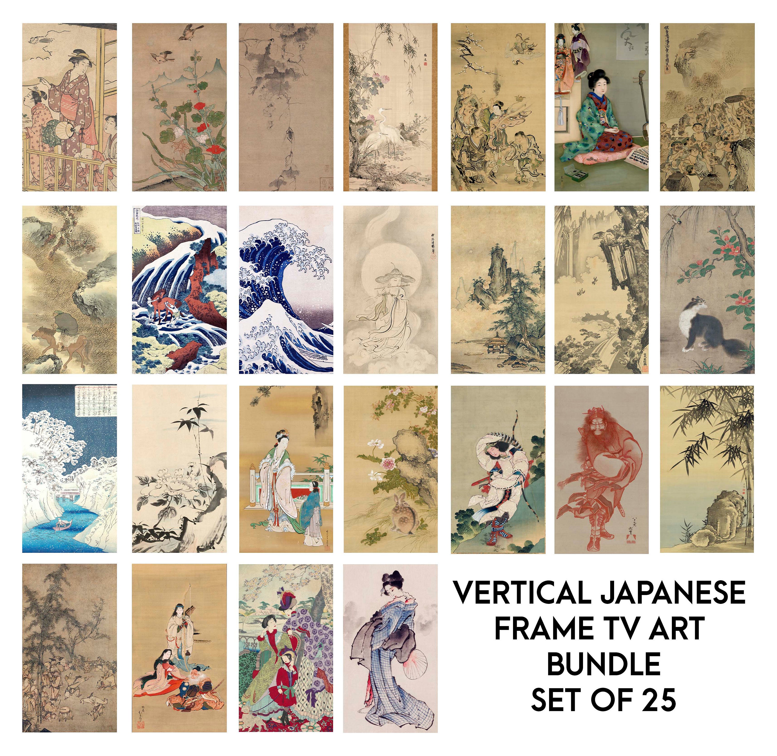 VERTICAL Japanese Samsung Frame Tv Art Bundle, Set of 25 Japanese Art ...