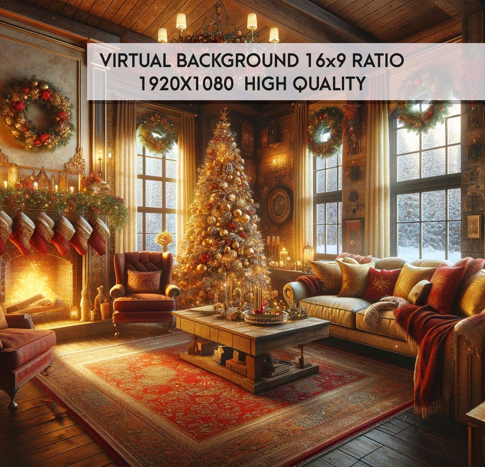 Christmas Zoom Background for Meetings, Cozy Winter Teams Background ...