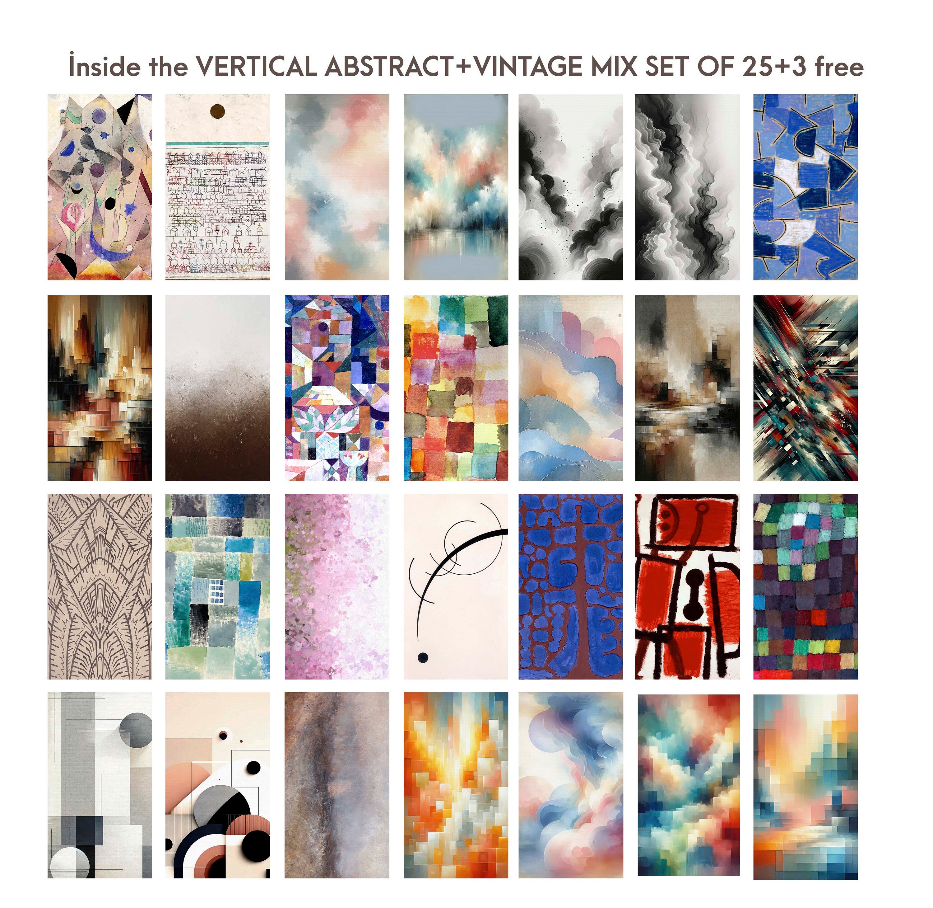 FRAME TV VERTICAL Abstract Art Set of 25, Abstract Modern Frame Tv ...
