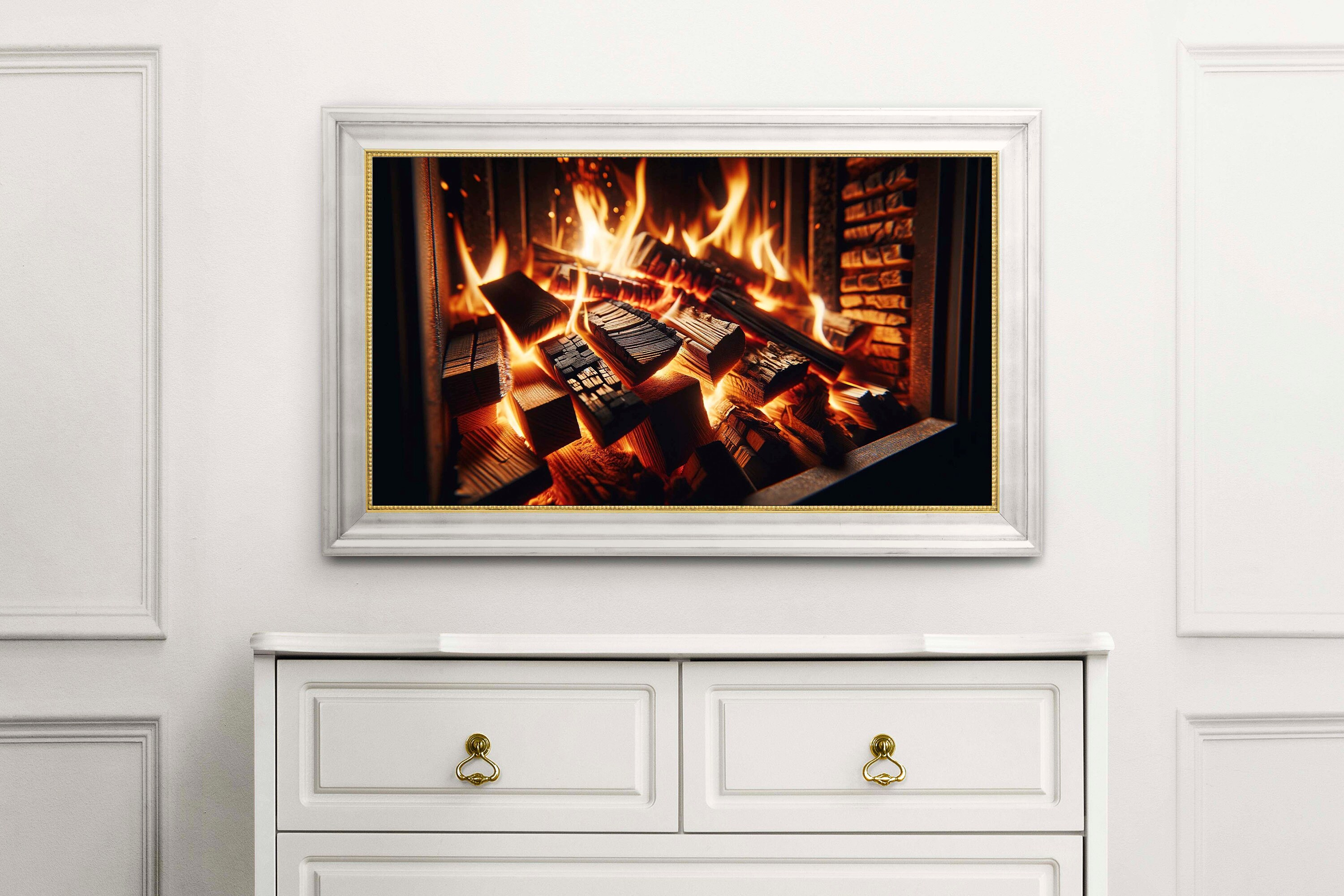 4k Samsung Frame TV Art Fireplace Photo , Cozy Fireplace Digital Tv Art ...