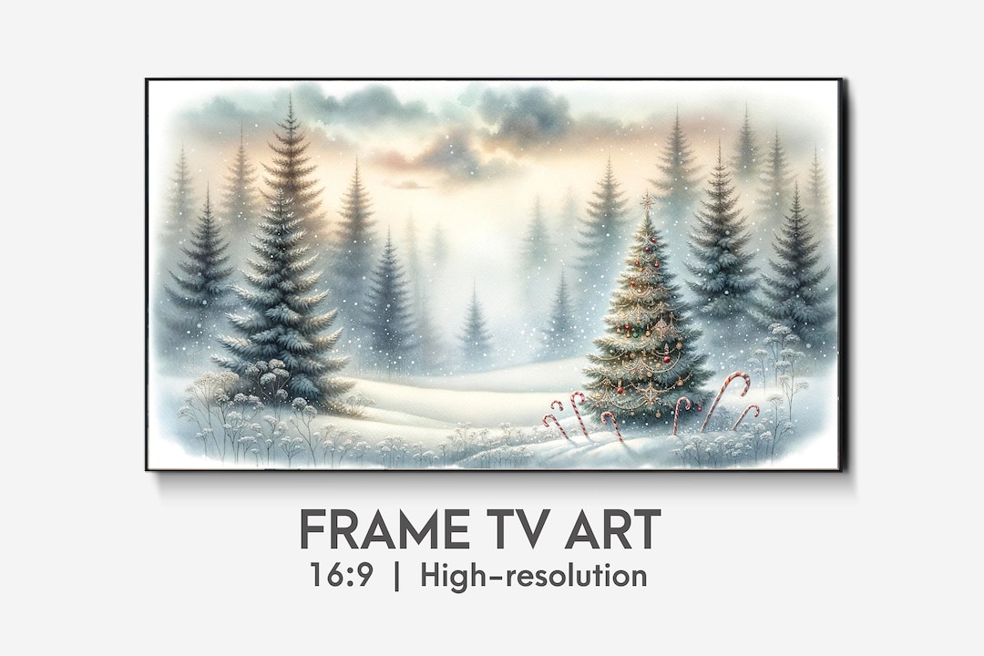 4K Christmas Frame TV Art, Pine Trees Winter Samsung Frame TV Art ...