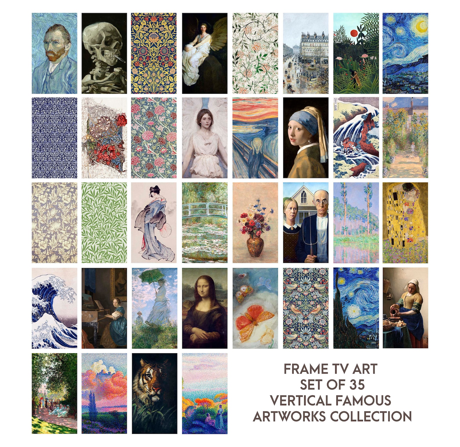 FRAME TV VERTICAL Art Set of 35, Famous Artworks Frame Tv Vertical Art ...