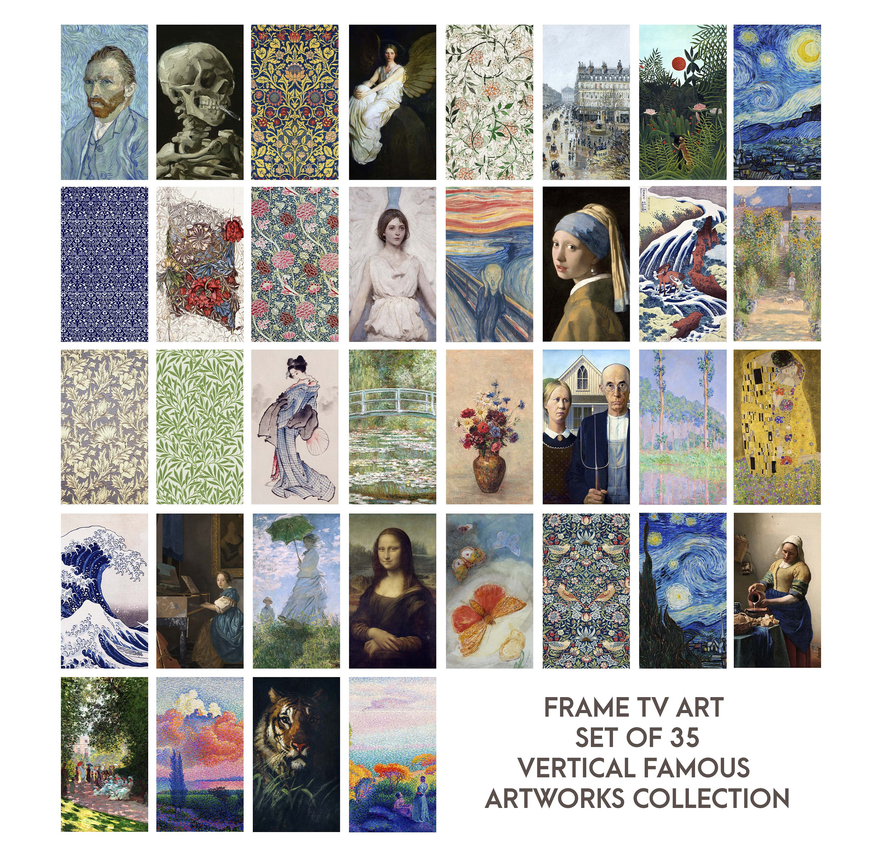 FRAME TV VERTICAL Art Set of 35, Famous Artworks Frame Tv Vertical Art ...