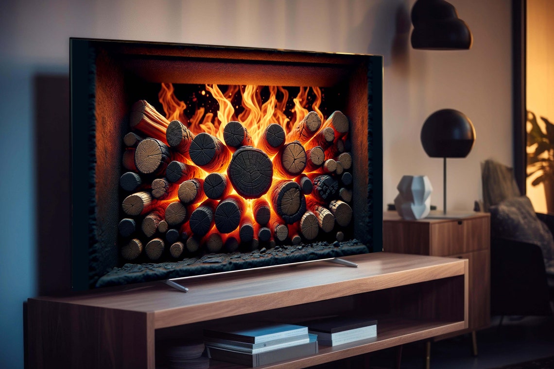 4k Samsung Frame TV Art Fireplace Photo Cozy Fireplace - Etsy