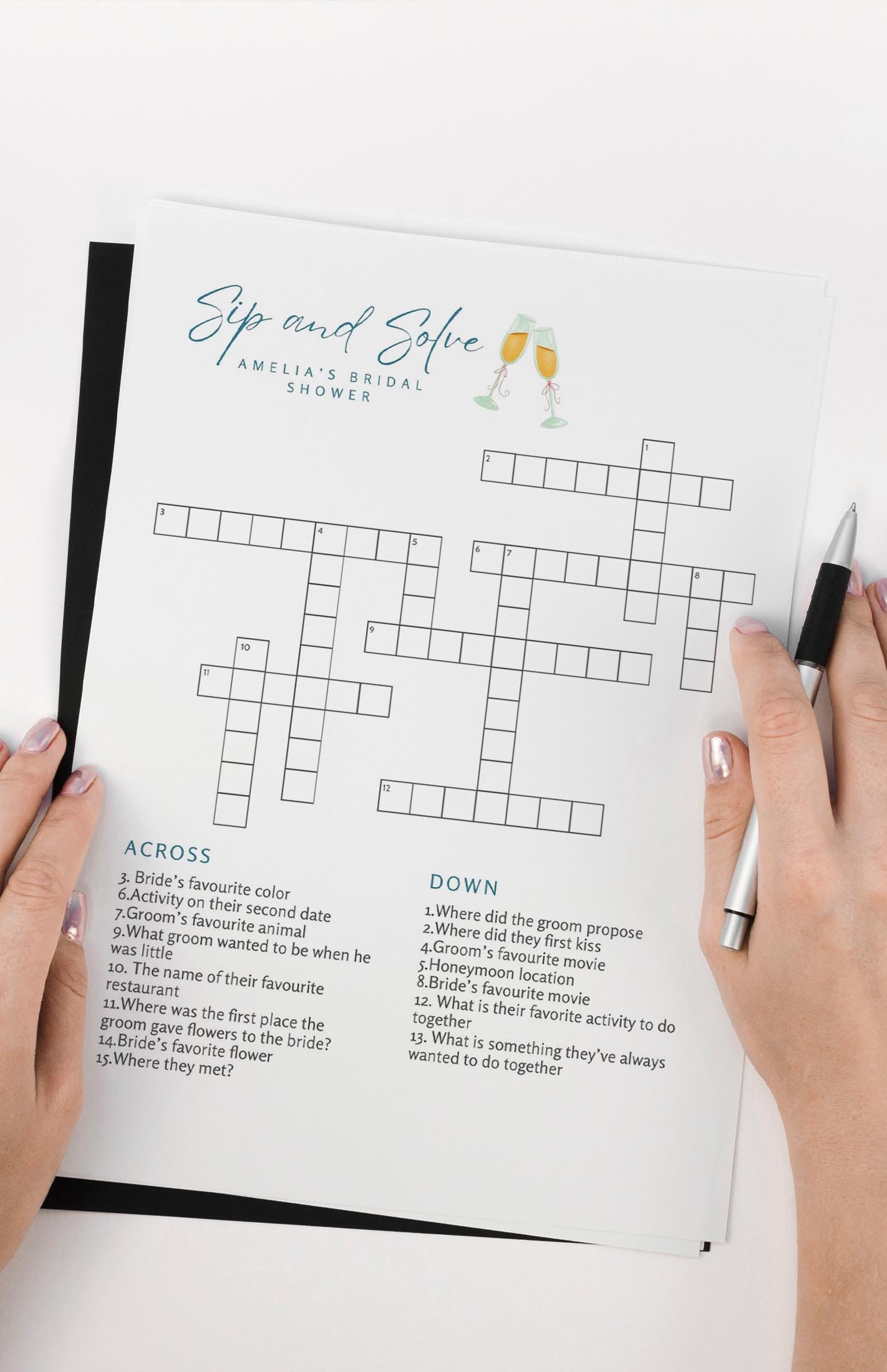Custom Bridal Shower Crossword Puzzle Game, Custom Wedding Activity ...