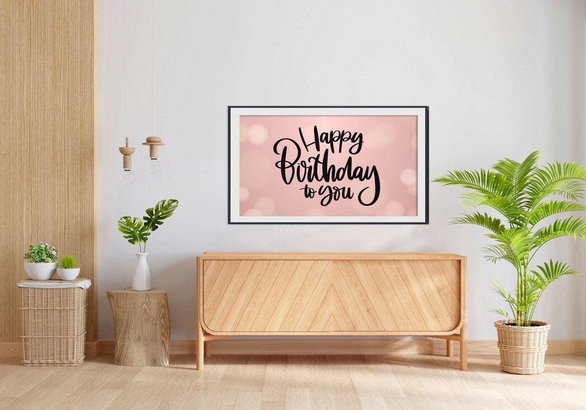 Samsung Frame Tv Happy Birthday Pink, Smart Tv Happy Birthday Art ...