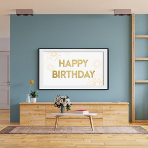 Samsung Frame Tv Happy Birthday, Gold Letter Happy Birthday Art for Tv ...