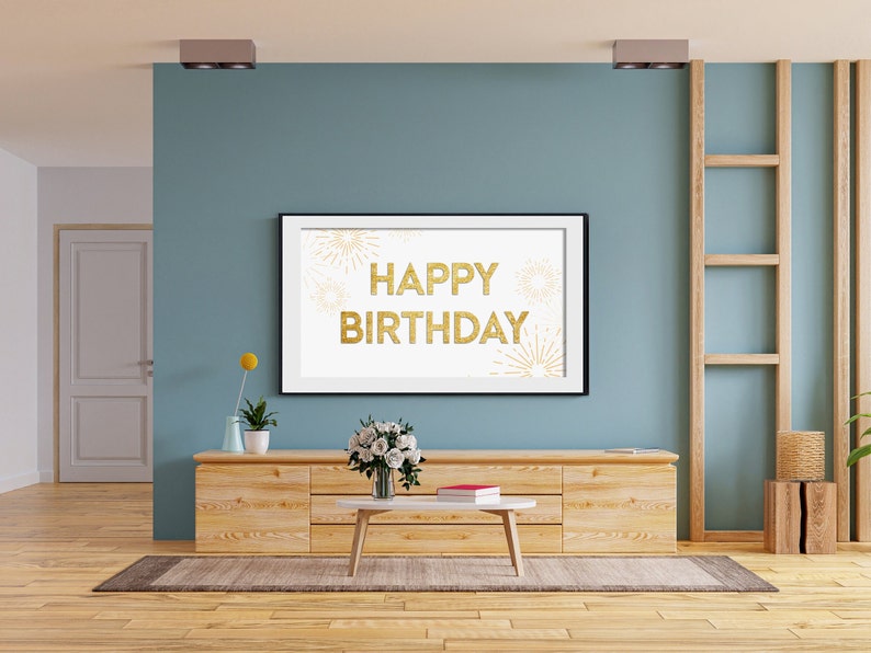 Samsung Frame Tv Happy Birthday, Gold Letter Happy Birthday Art for Tv ...