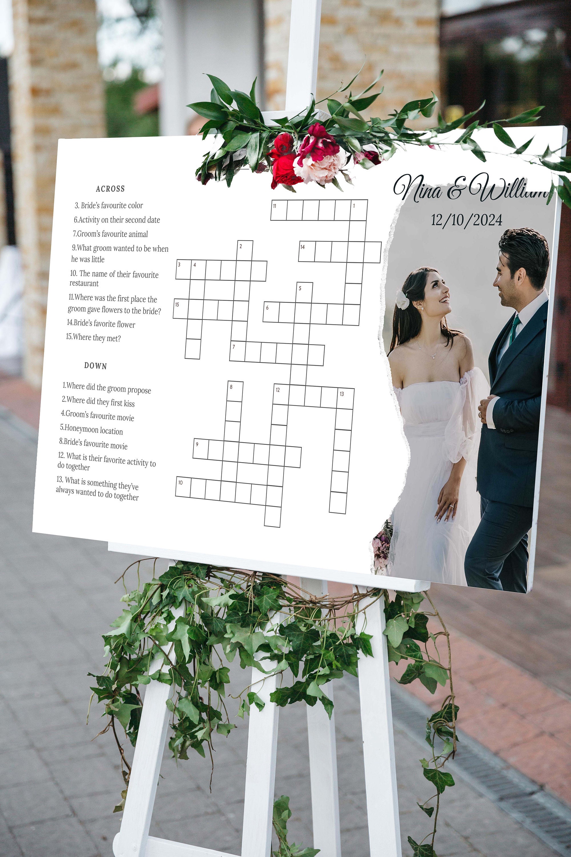 Custom Wedding Crossword Sip and Solve Puzzle, Personalized Giant Sip ...