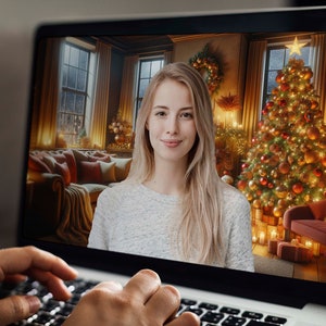 Christmas Zoom Background for Meetings, Cozy Winter Teams Background ...