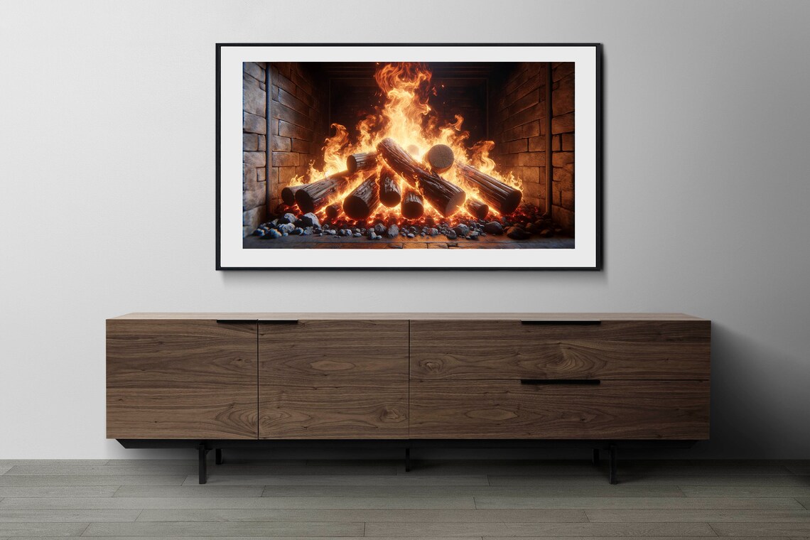 4k Samsung Frame TV Art Fireplace Photo , Cozy Fireplace Digital Tv Art ...
