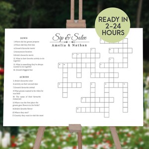 Custom Wedding Large Crossword Puzzle, Giant Personalized Sip and Solve ...