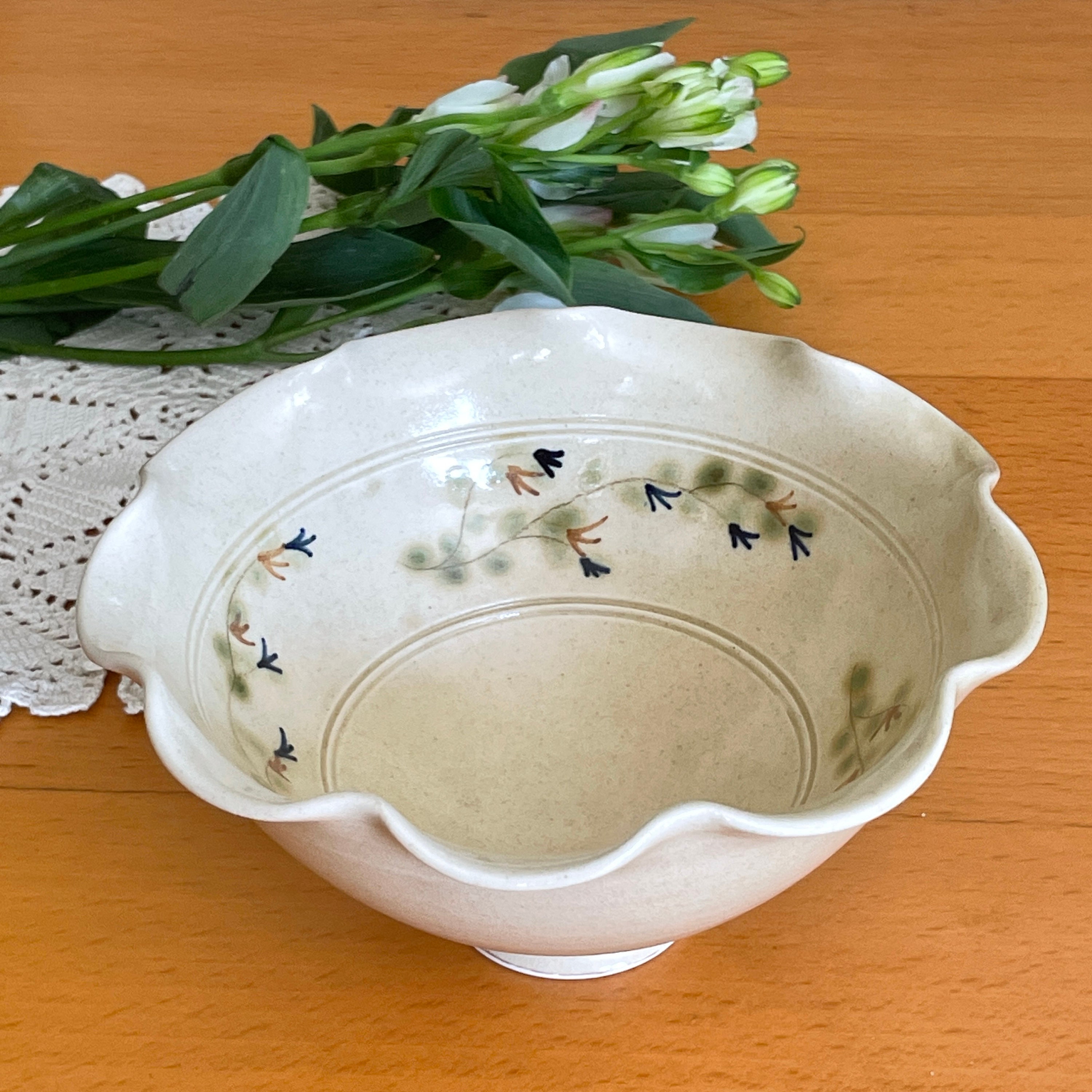 Graceful Ceramic Bowl With Fluted Edge, Hand-thrown and Glazed With ...