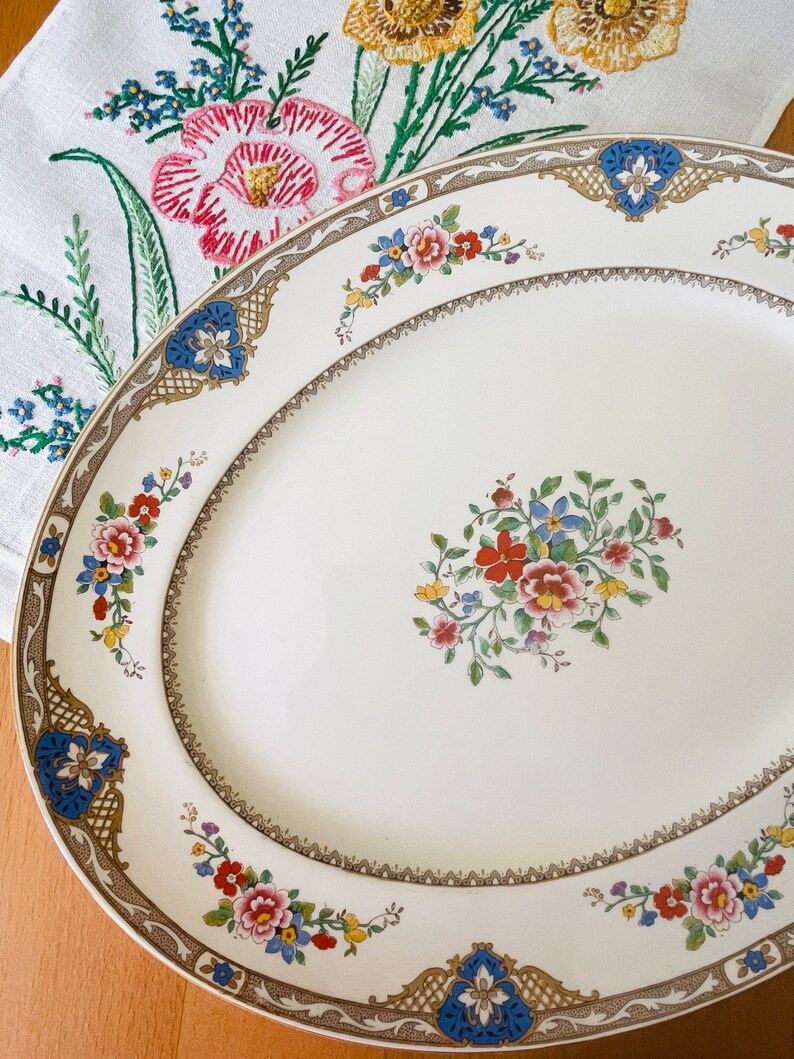 VINTAGE Myott Red Shield Oval Serving Platter, Staffordshire England ...