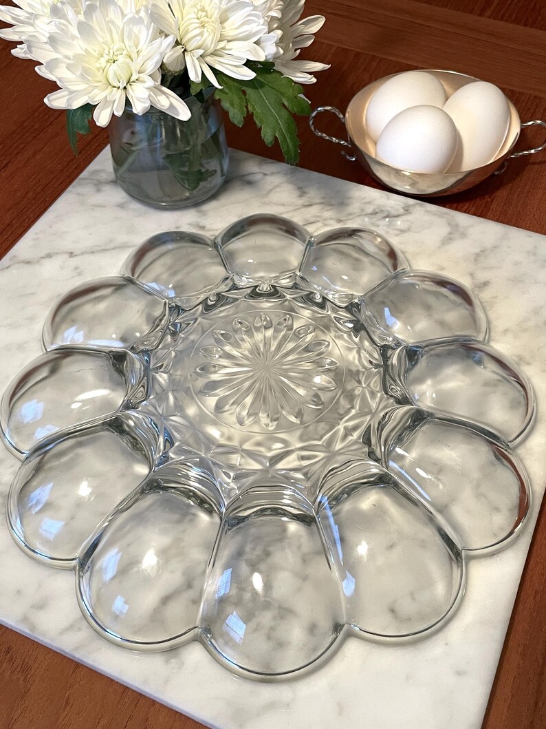 Vintage Anchor Hocking Glass Egg Plate: Deviled Eggs, Easter Display - Etsy