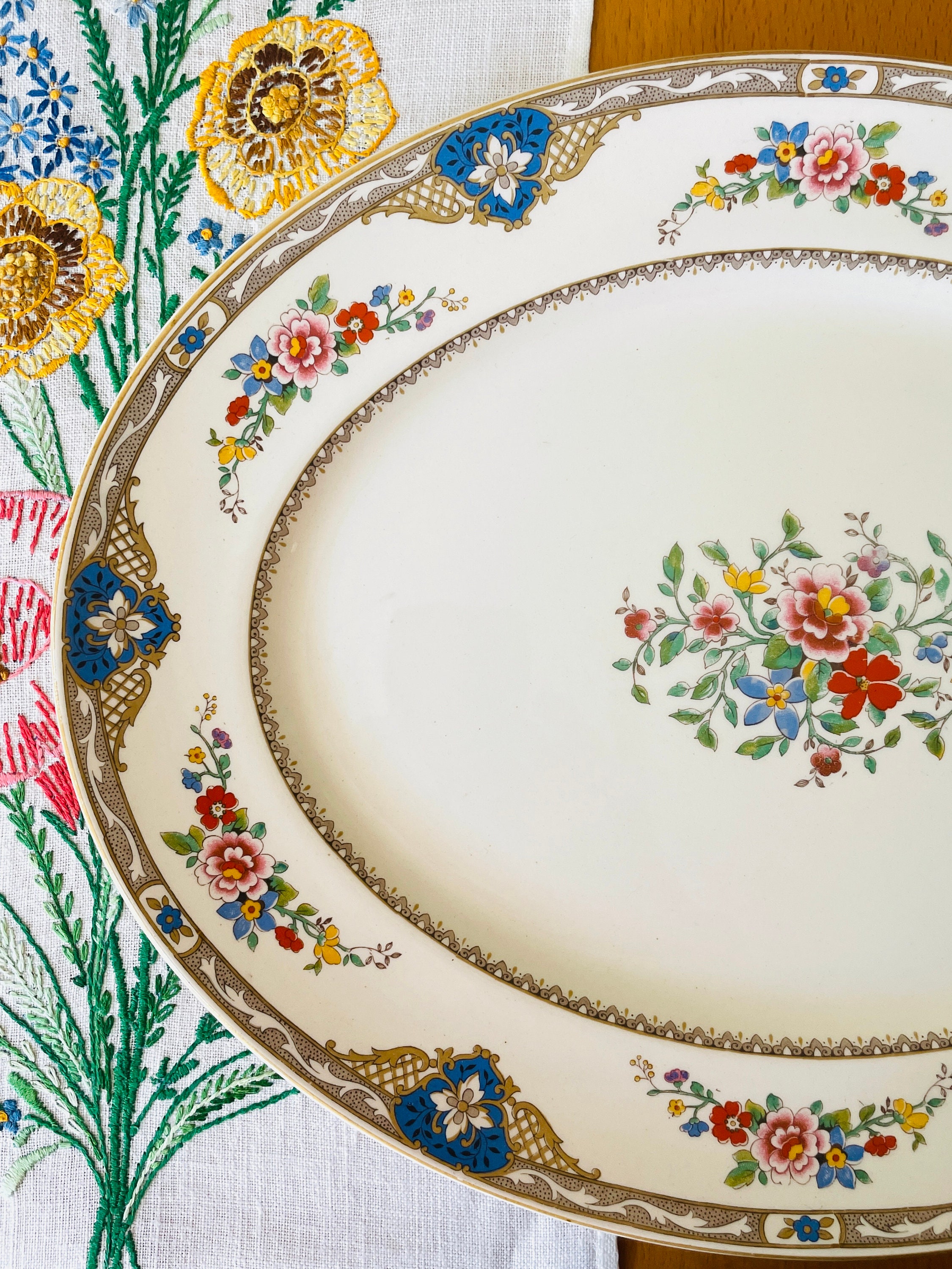 VINTAGE Myott Red Shield Oval Serving Platter, Staffordshire England ...