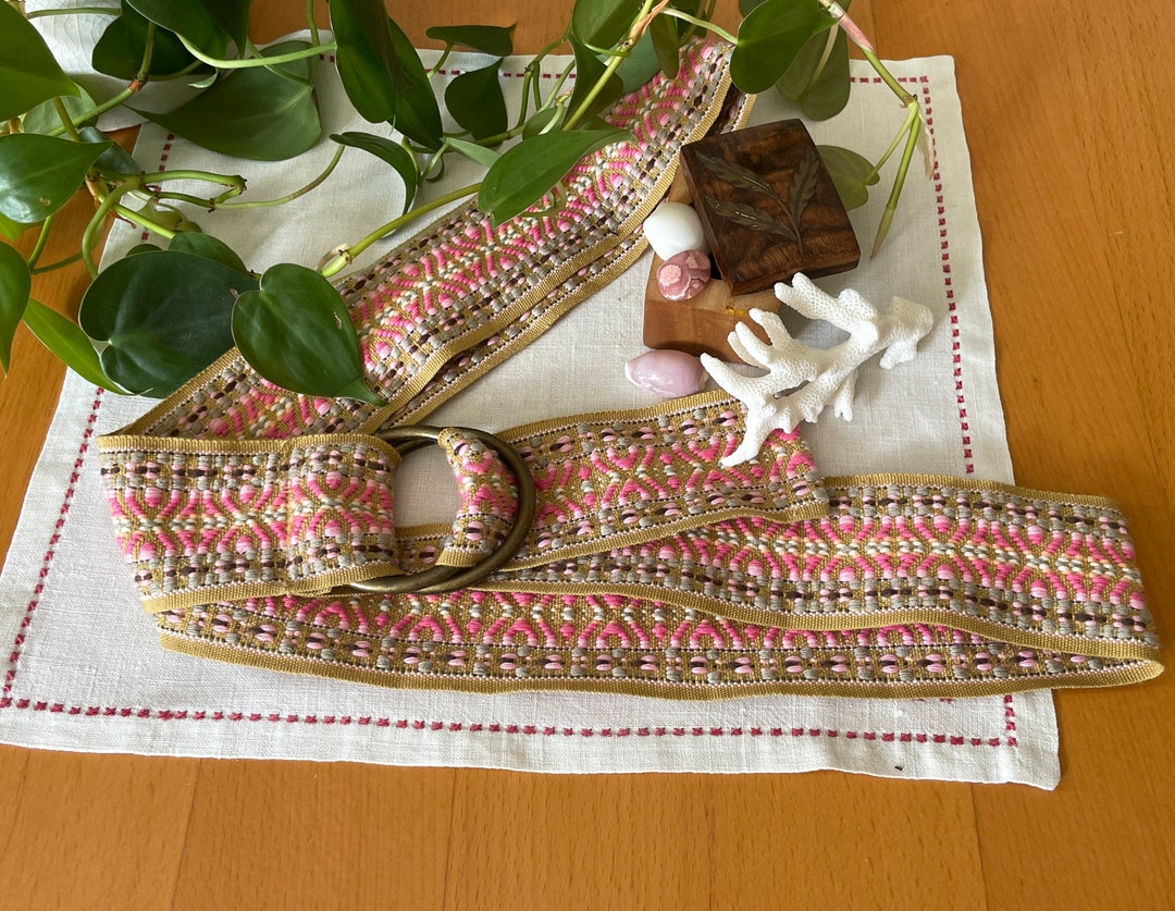 Woven Ribbon Boho Belt With Brass Rings, Vintage Vibes, Summer of Love ...