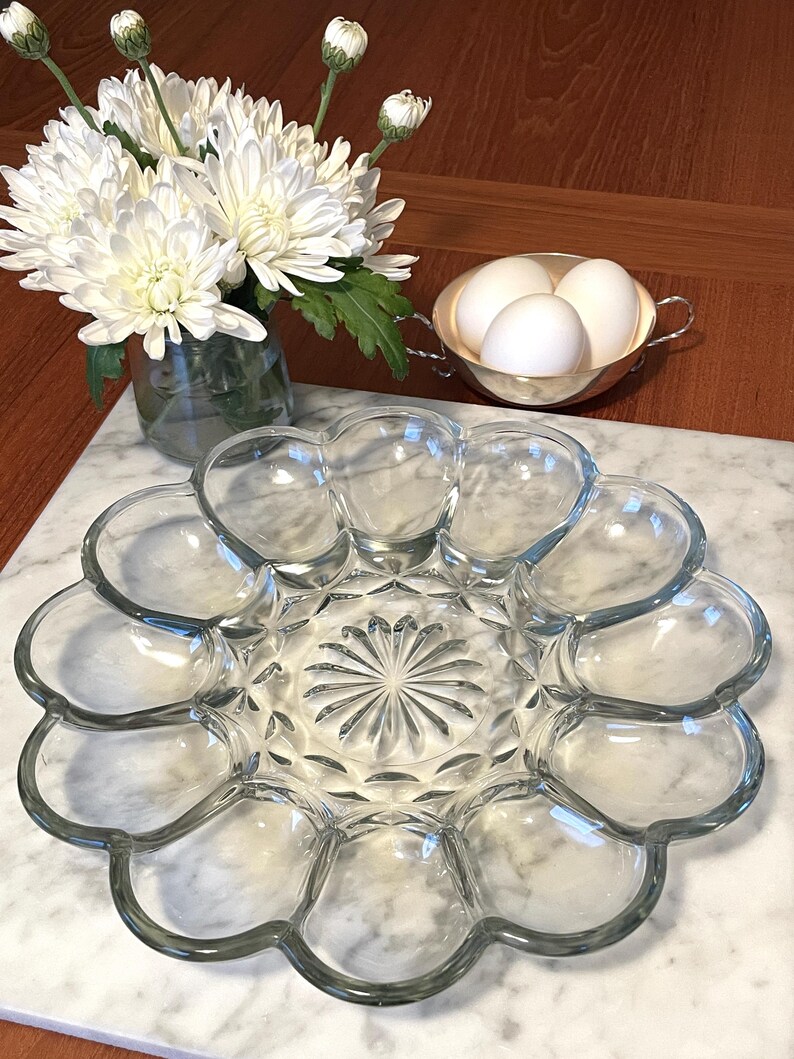 Vintage Anchor Hocking Glass Egg Plate: Deviled Eggs, Easter Display - Etsy