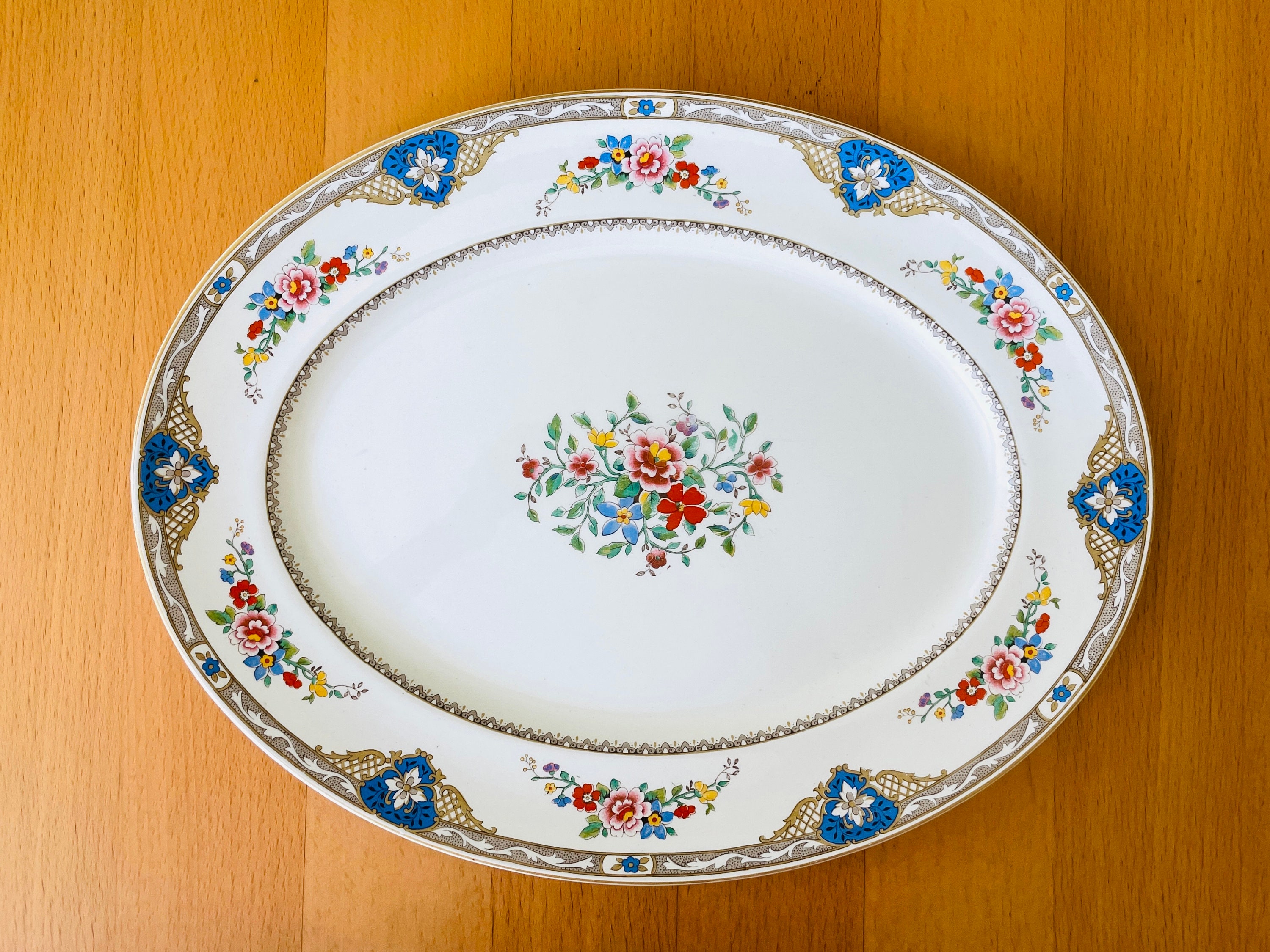 VINTAGE Myott Red Shield Oval Serving Platter, Staffordshire England ...