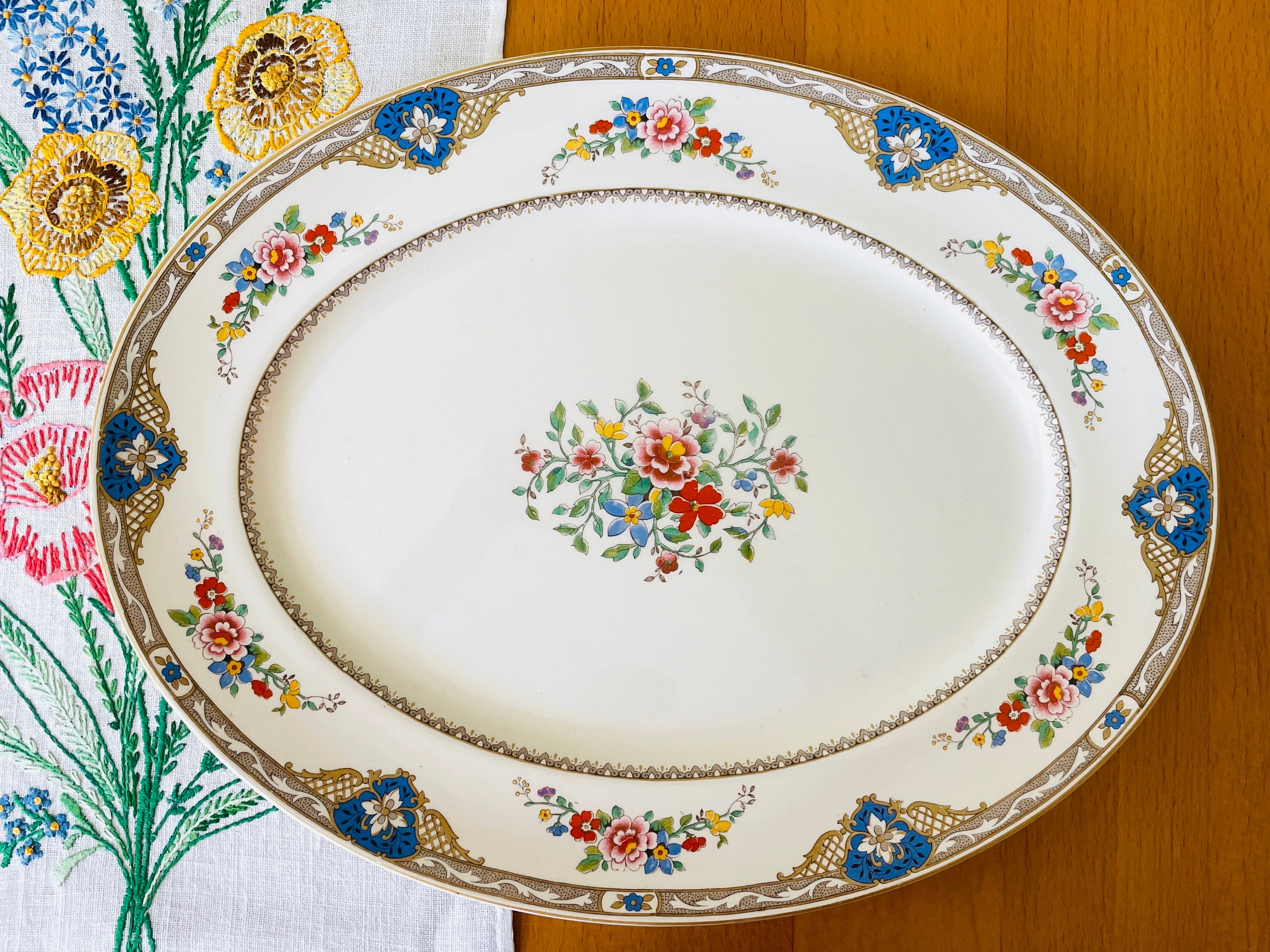 VINTAGE Myott Red Shield Oval Serving Platter, Staffordshire England ...