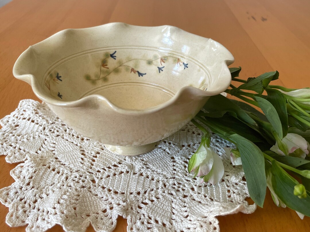 Graceful Ceramic Bowl With Fluted Edge, Hand-thrown and Glazed With ...