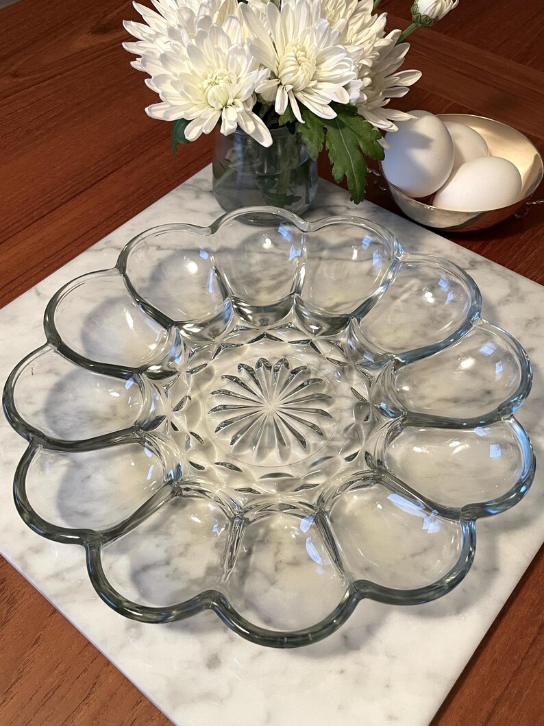 Vintage Anchor Hocking Glass Egg Plate: Deviled Eggs, Easter Display - Etsy