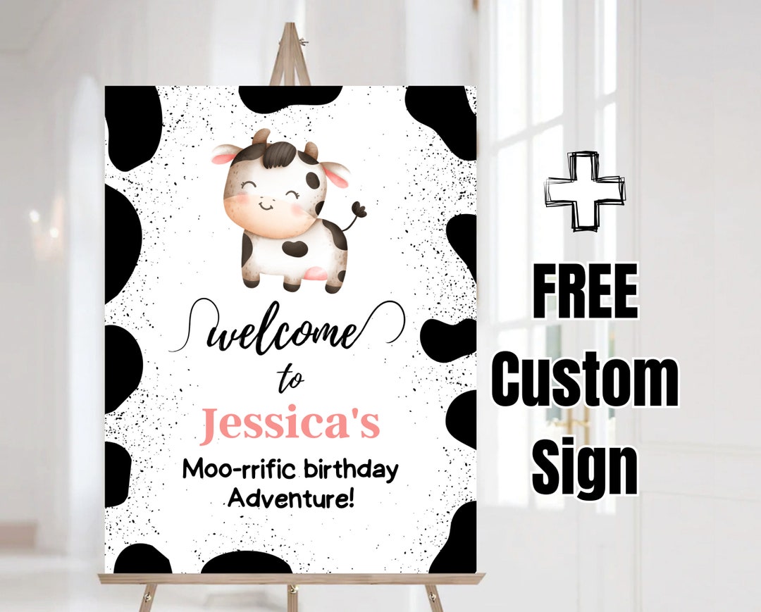 EDITABLE Holy Cow Birthday Welcome Sign, Holy Cow Party Sign ...