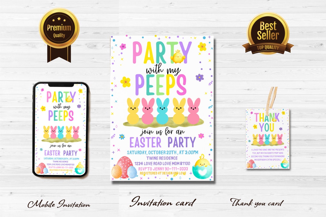 Easter Egg Hunt Invitation Editable,party With Peeps, Easter Bunny ...
