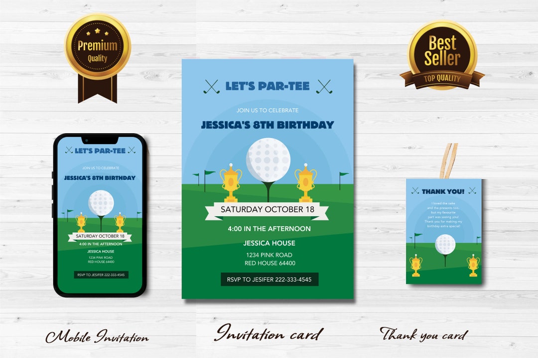 Editable Golf Invitation, Golf Birthday Invitation, Golf Download ...