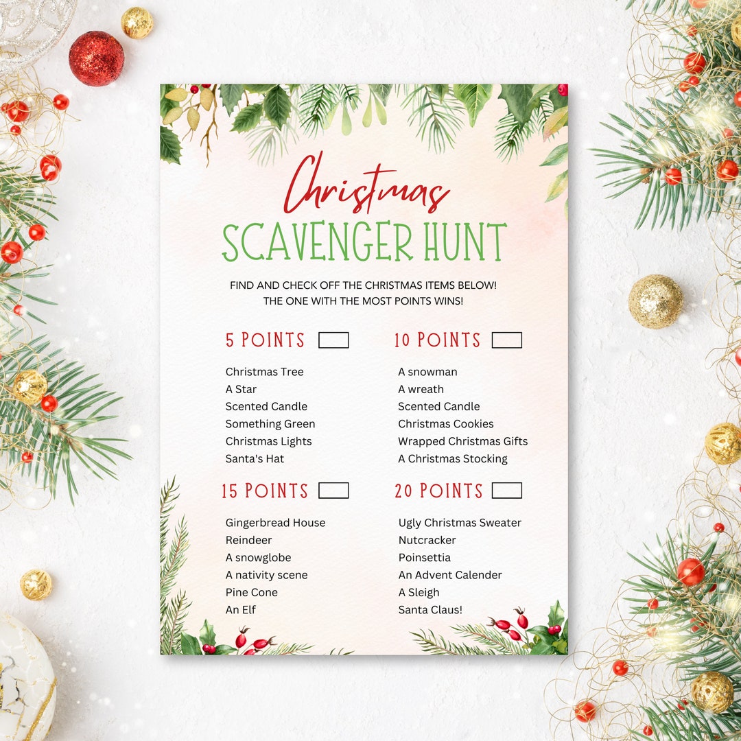 Christmas Scavenger Hunt Christmas Party Game, School Christmas, Office ...