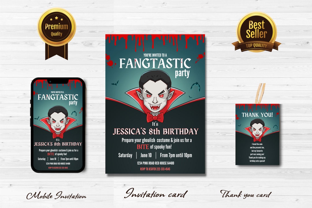 Editable VAMPIRE Halloween Birthday Party Invitation | Adult Birthday ...