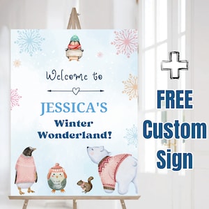 EDITABLE Winter Onederland Birthday Welcome Sign, Wonderland Party Sign ...