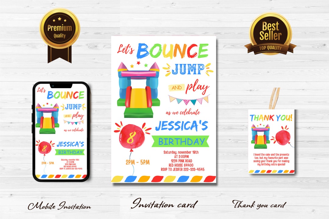 Bounce Invitation, Bounce Birthday Invitation, Bounce Template Download ...