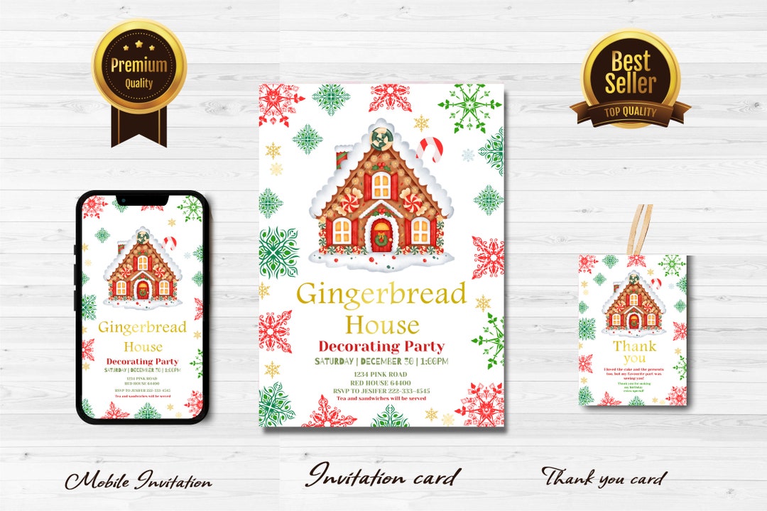 EDITABLE Gingerbread House Decorating Party Invitation Gingerbread ...