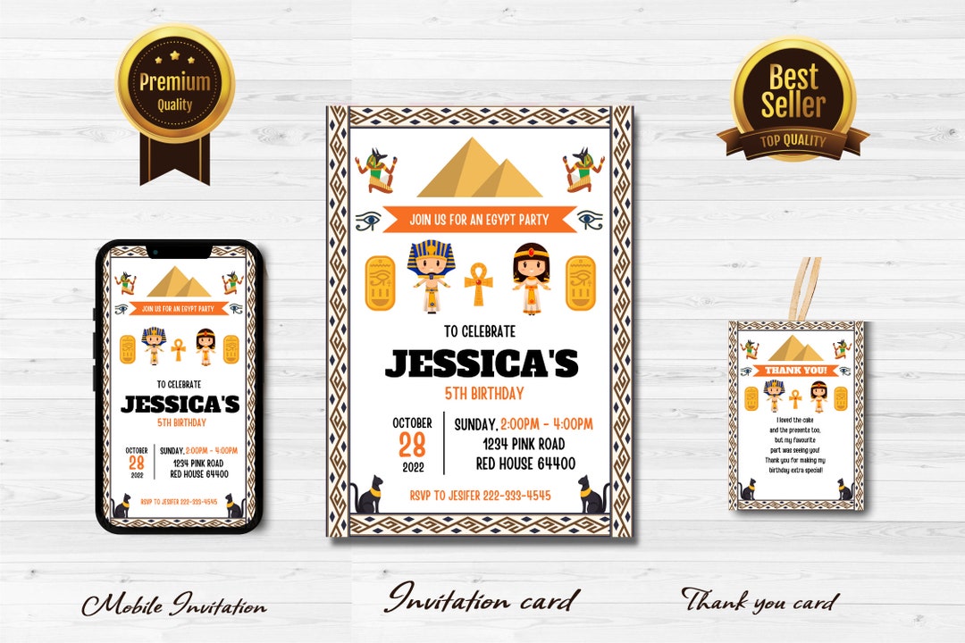 Editable Ancient Egypt Birthday Invitation Egyptian Birthday Invitation ...