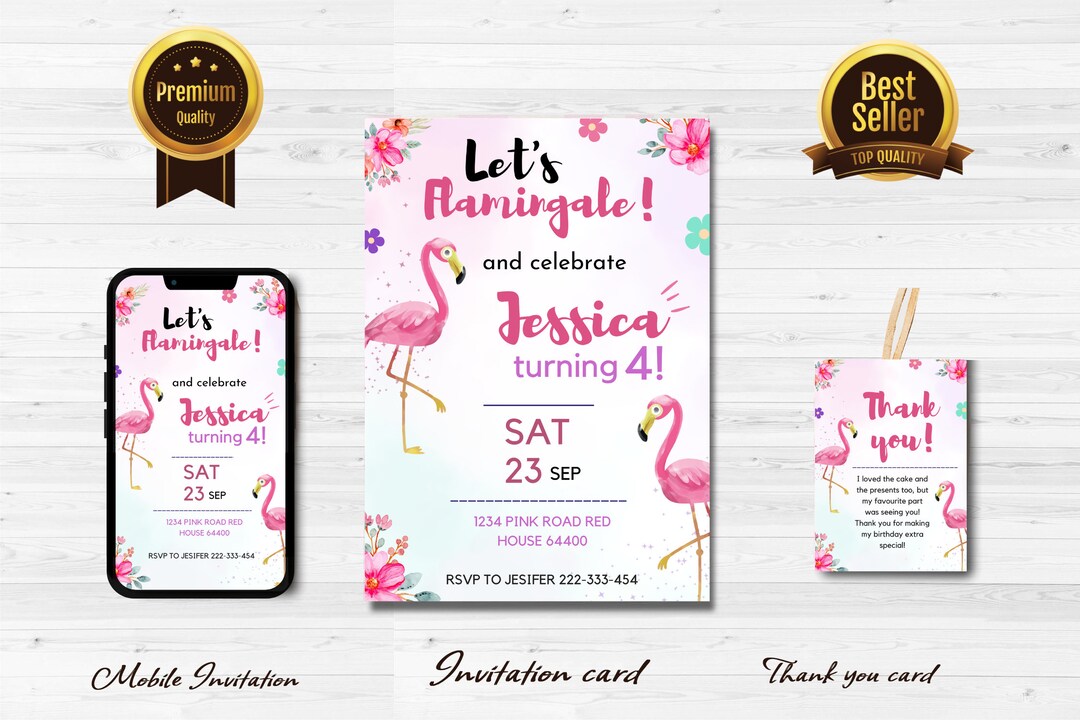 Editflamingo Birthday Invitation, Flamingle Invitation, Flamingo ...