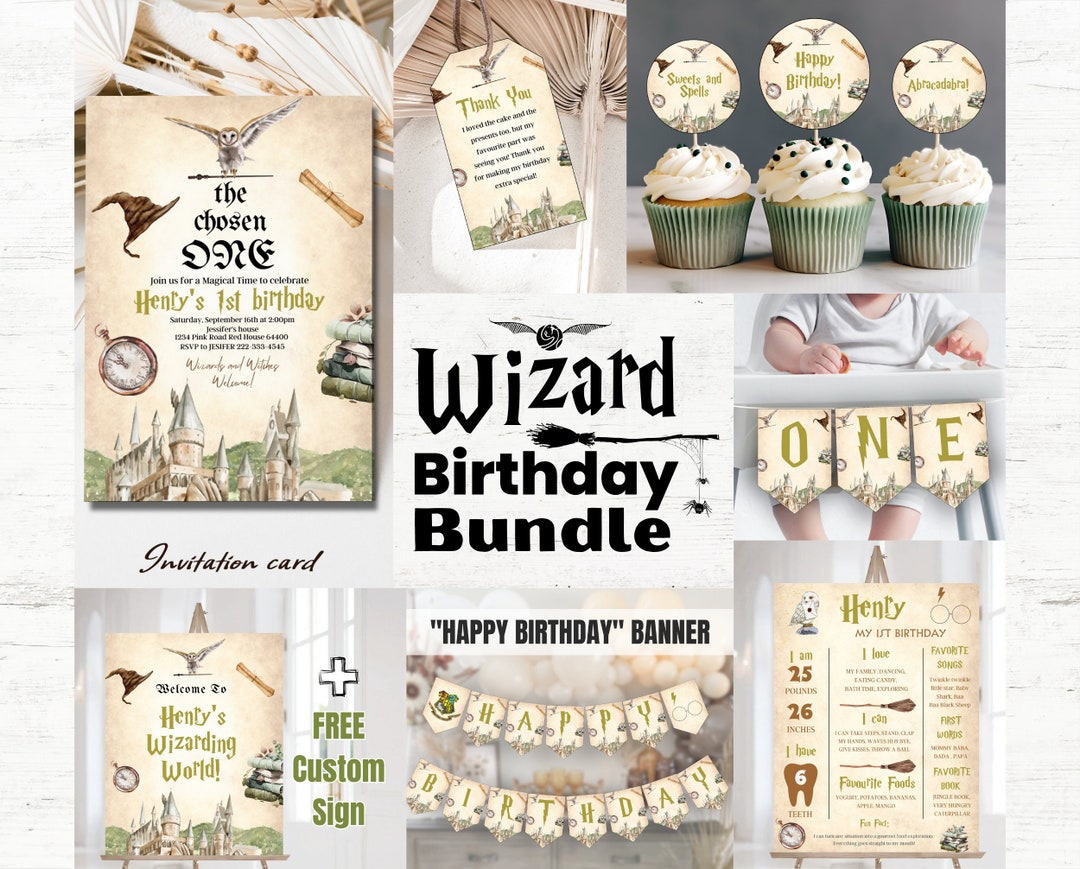 Wizard Birthday Invitation Bundle, Wizardry Any Age Birthday ...