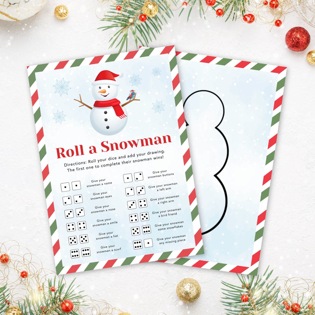 Roll A Snowman Game Printable Christmas Game Winter Activity for Kids ...