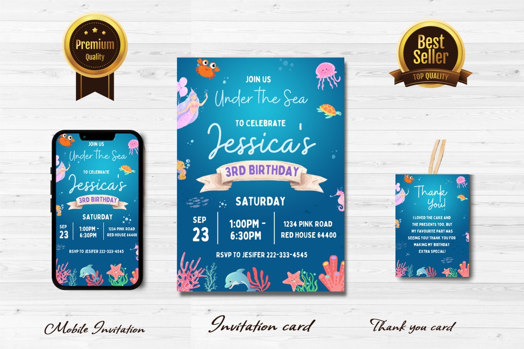 Editable Under the Sea Birthday Invitation, Editable Ocean Animals ...