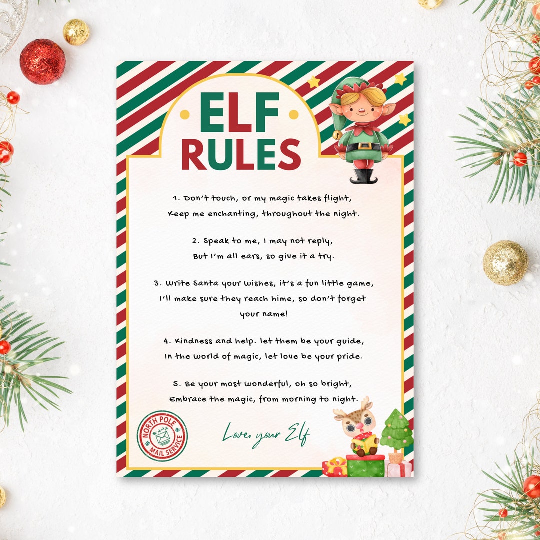Elf Rules Printable Editable Elf Rules Letter to Follow Elf Arrival ...