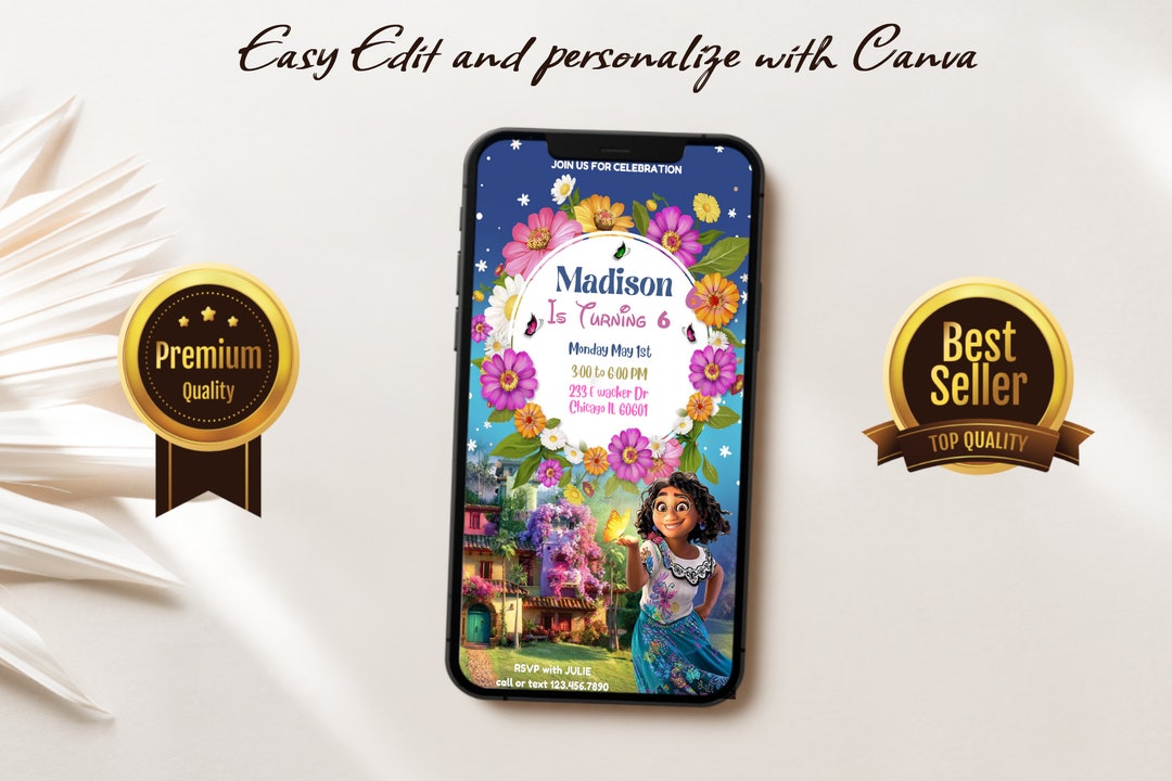 Encanto Birthday Invite, Encanto Party Instant Download Editable Mobile ...