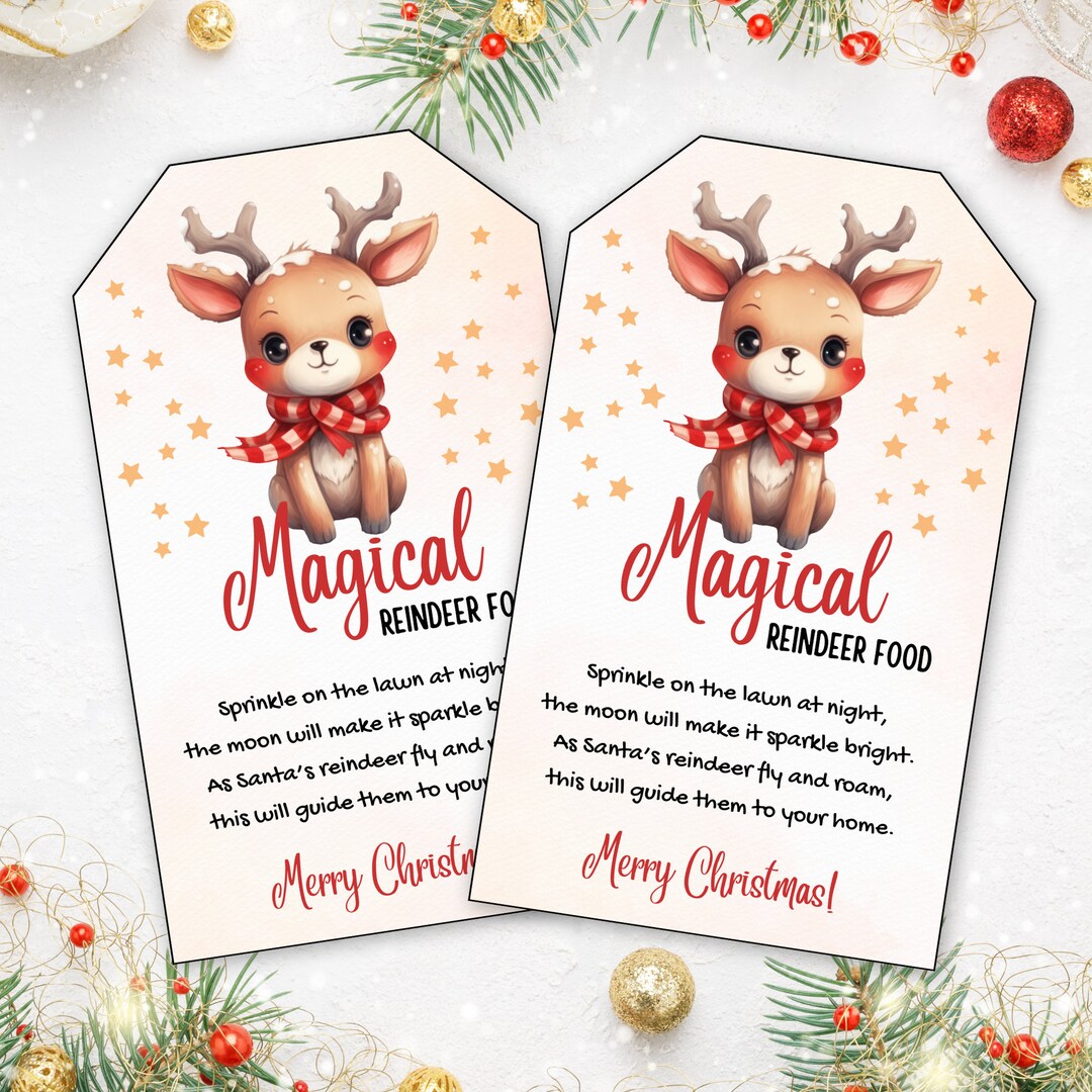Magical Reindeer Food Tags, Reindeer Food, Printable Magic Reindeer ...