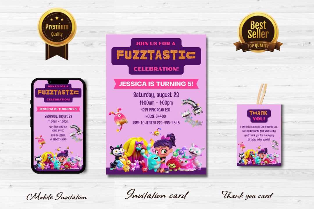 Abby Hatcher Invite, Abby Hatcher Birthday Invitation, Fuzzly Catcher ...