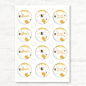 Printable Bee Birthday Cupcake Toppers Honey Bee Party Decorations Cake ...