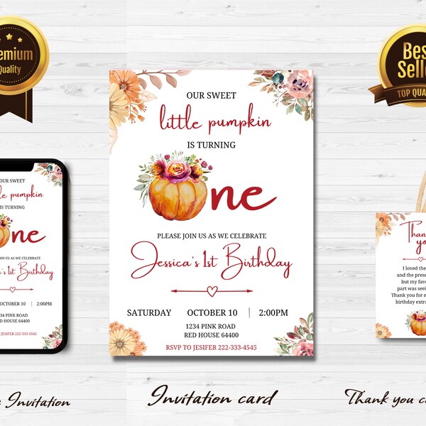Our Little Pumpkin Turning One Invitations - Etsy