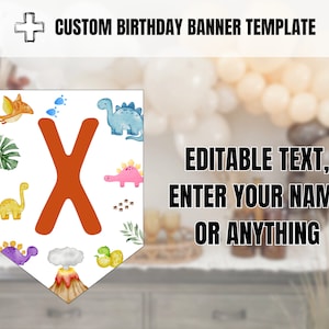 Printable Happy Birthday Banner, Dinosaur Birthday , Dinosaur Party ...