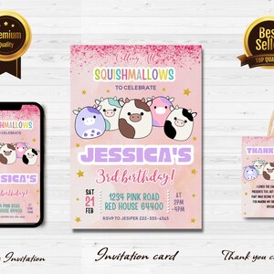 Squishmallow Birthday Invitation,printable Squishy Party Invite ...